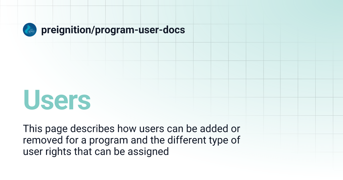 Users | preignition/program-user-docs